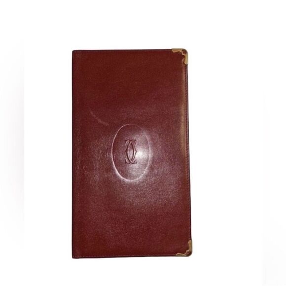 Cartier | Bags | Authentic Cartier Unisex Burgundyleatherbifold Wallet ...